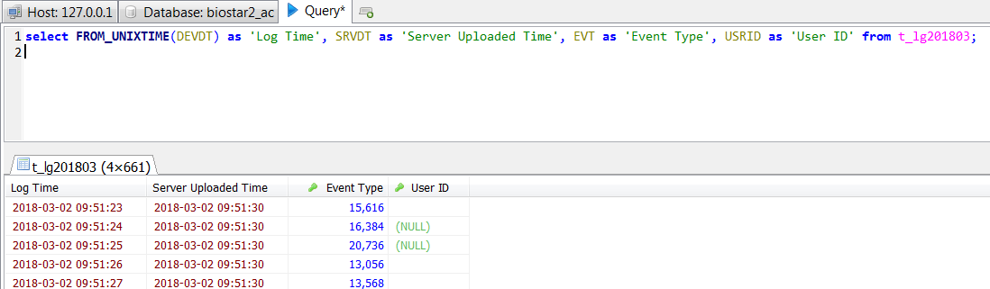 Event Log in the AC Database - [Biostar2]