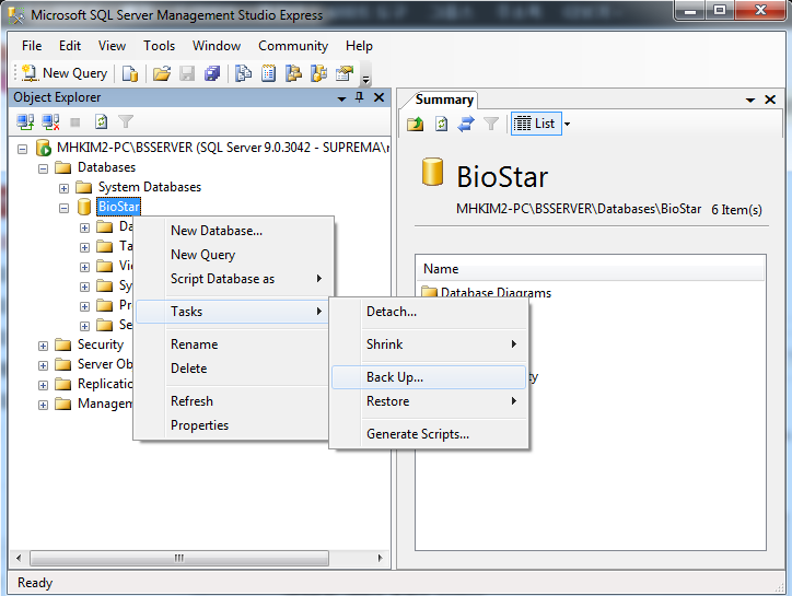 How to Backup and Restore the Database [BioStar 2] - MSSQL database
