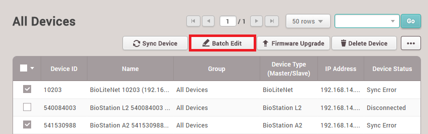 How to batch edit devices