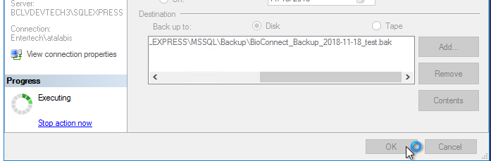 How to Make a Backup of the BioConnect Database