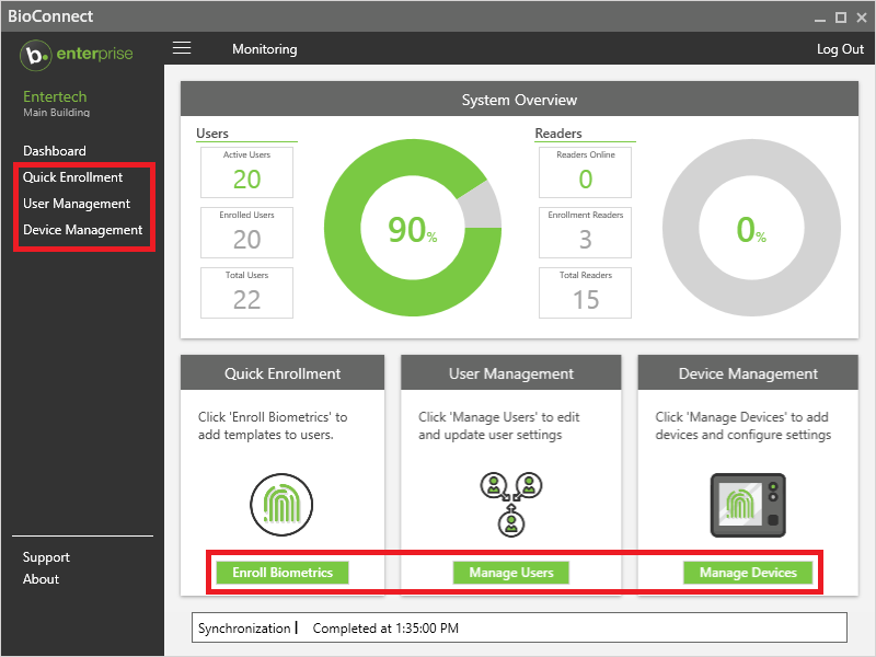 Basic Features of BioConnect Enterprise